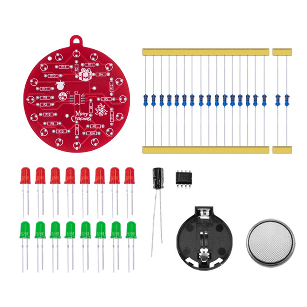 NE555 LED Blinking PCB Soldering DIY Kit Christmas Tree Decoration Red ...