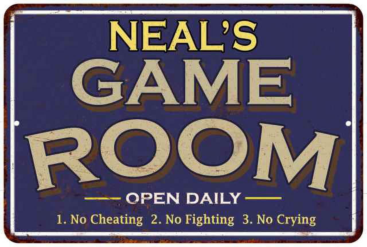 NEAL'S Blue Game Room Sign Metal 8 x 12 High Gloss Metal 208120002320 ...