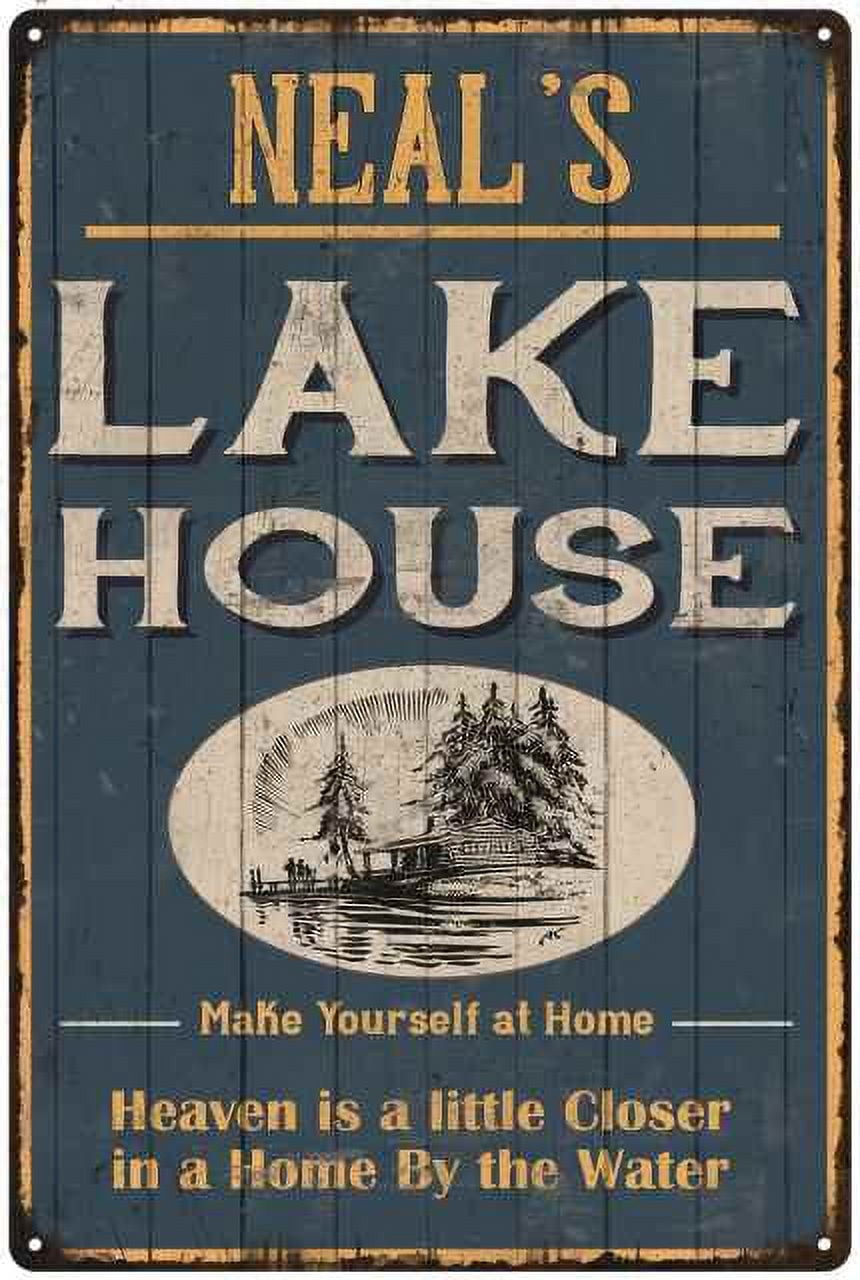 NEAL'S Lake House Blue Cabin Home Decor 8 x 12 High Gloss Metal ...