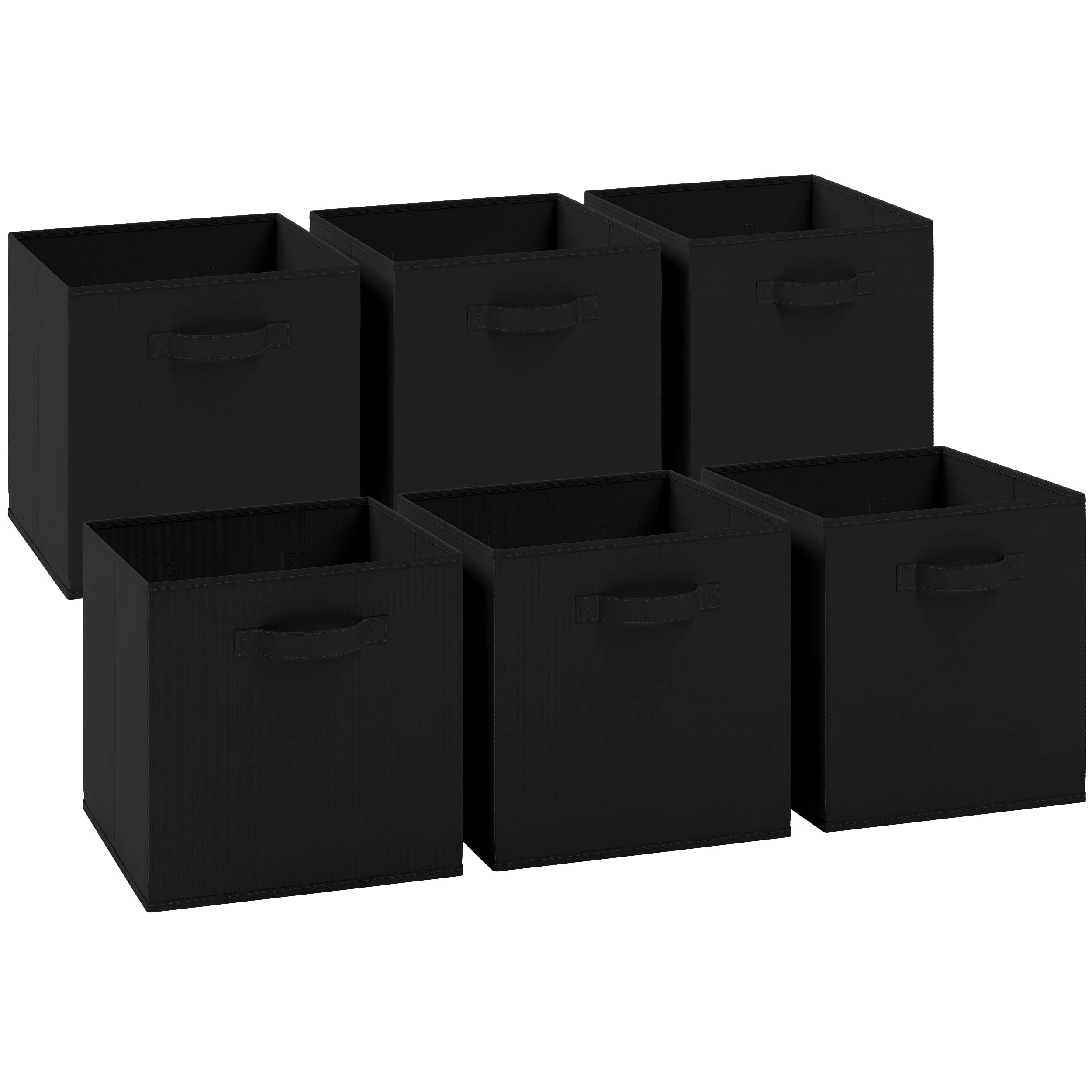 NEATERIZE Fabric Storage Cubes - 6 Pack Heavy Duty Solid Black Bins ...