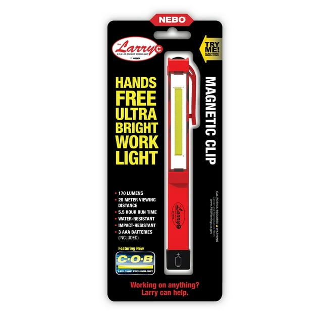 NEBO Larry C 170 Lumen COB LED Red Handheld Work Light AAA Battery ...