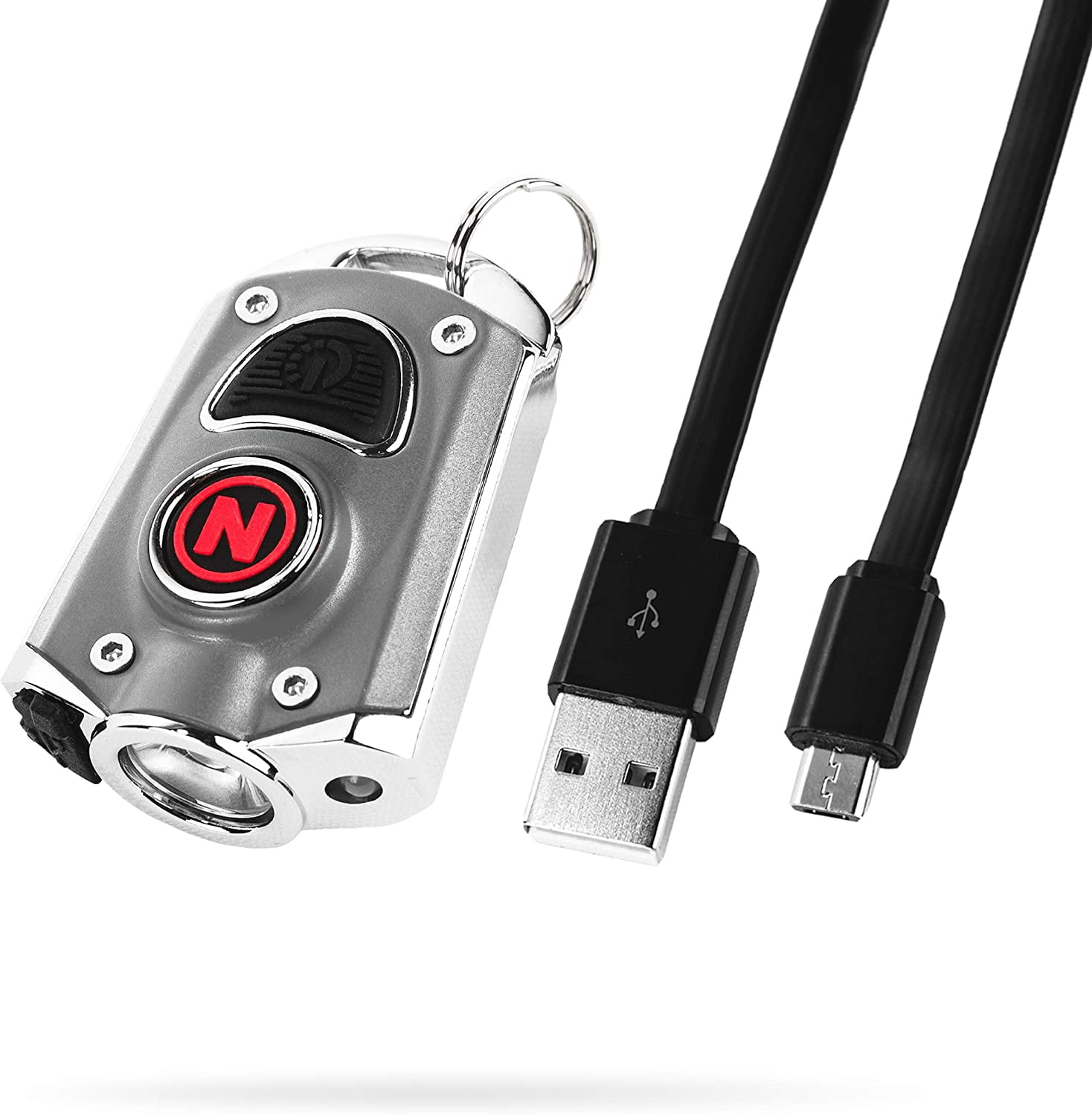 NEBO Mycro Rechargeable LED Keychain Light, 6 Light Modes, Silver ...