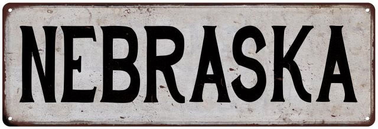 NEBRASKA Vintage Look Rustic Metal 8x24 Sign City State 108240041162 ...