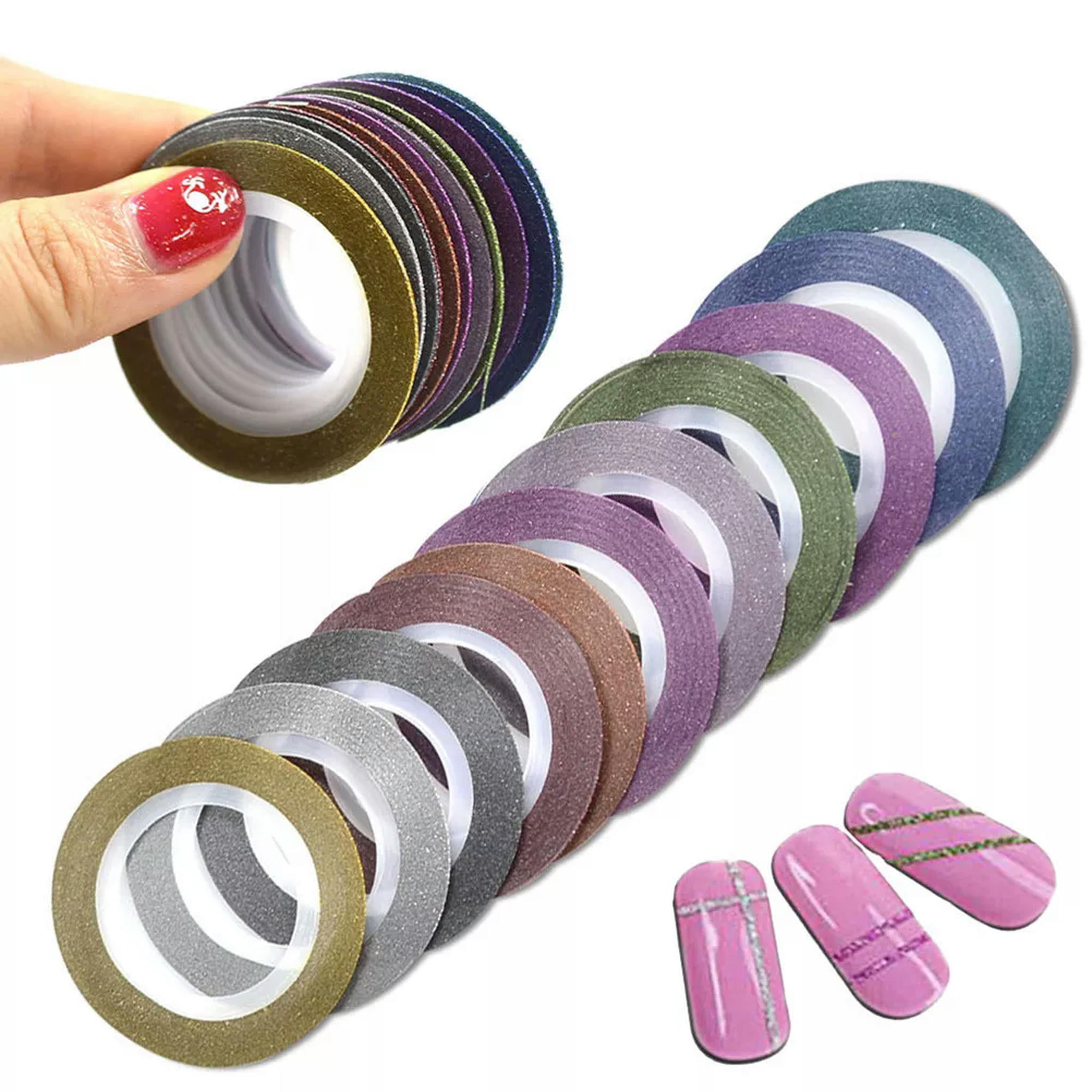 NEBULOUSTRANCE 12 Rolls nail art 1mm adhesive striping tape line decals ...