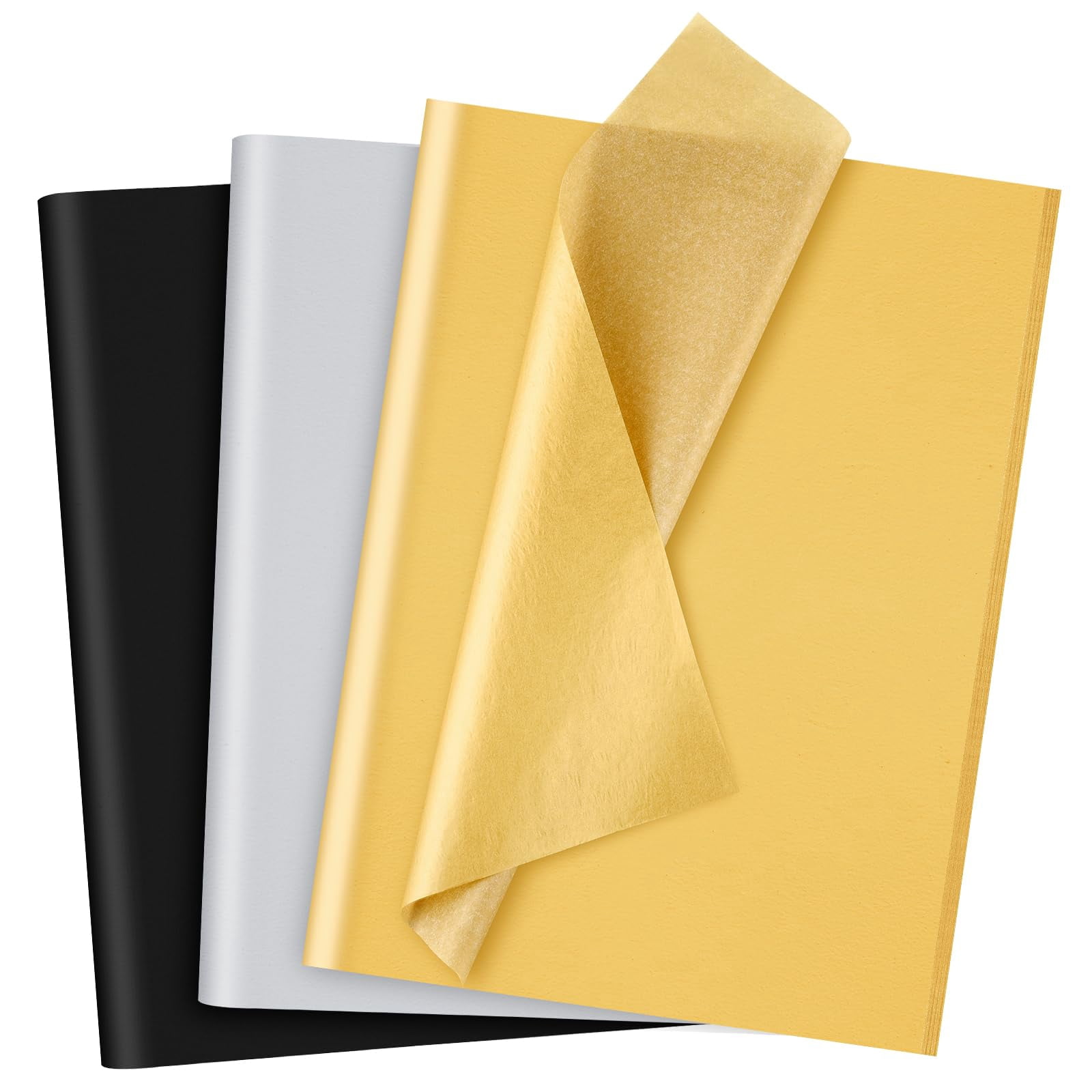 NEBURORA 60 Sheets Black BDF32 Gold Silver Tissue Paper Metallic Tissue ...