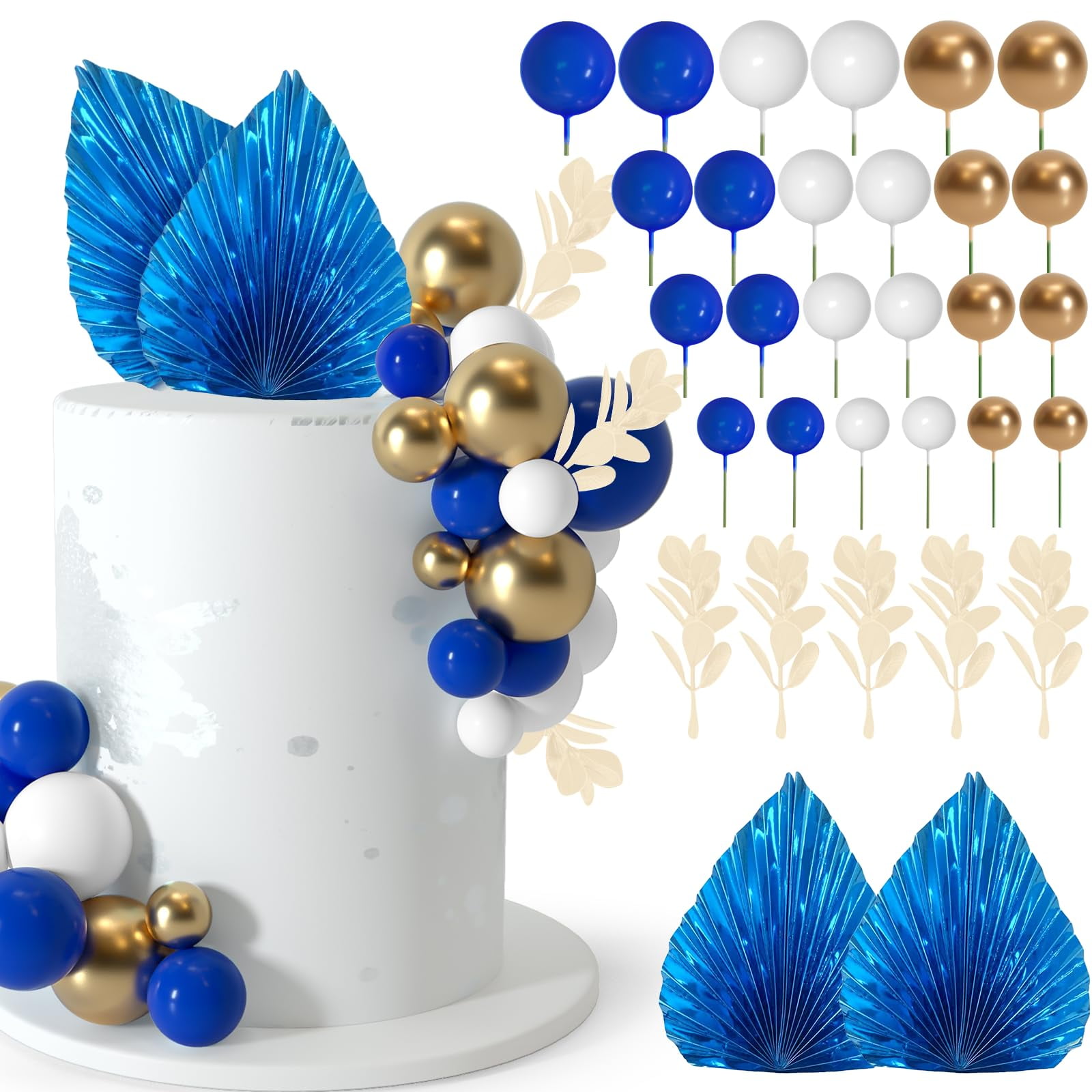 NEBURORA 64 Pcs PresNok Balls Cake Toppers and Leaves Set Mini Balloons ...