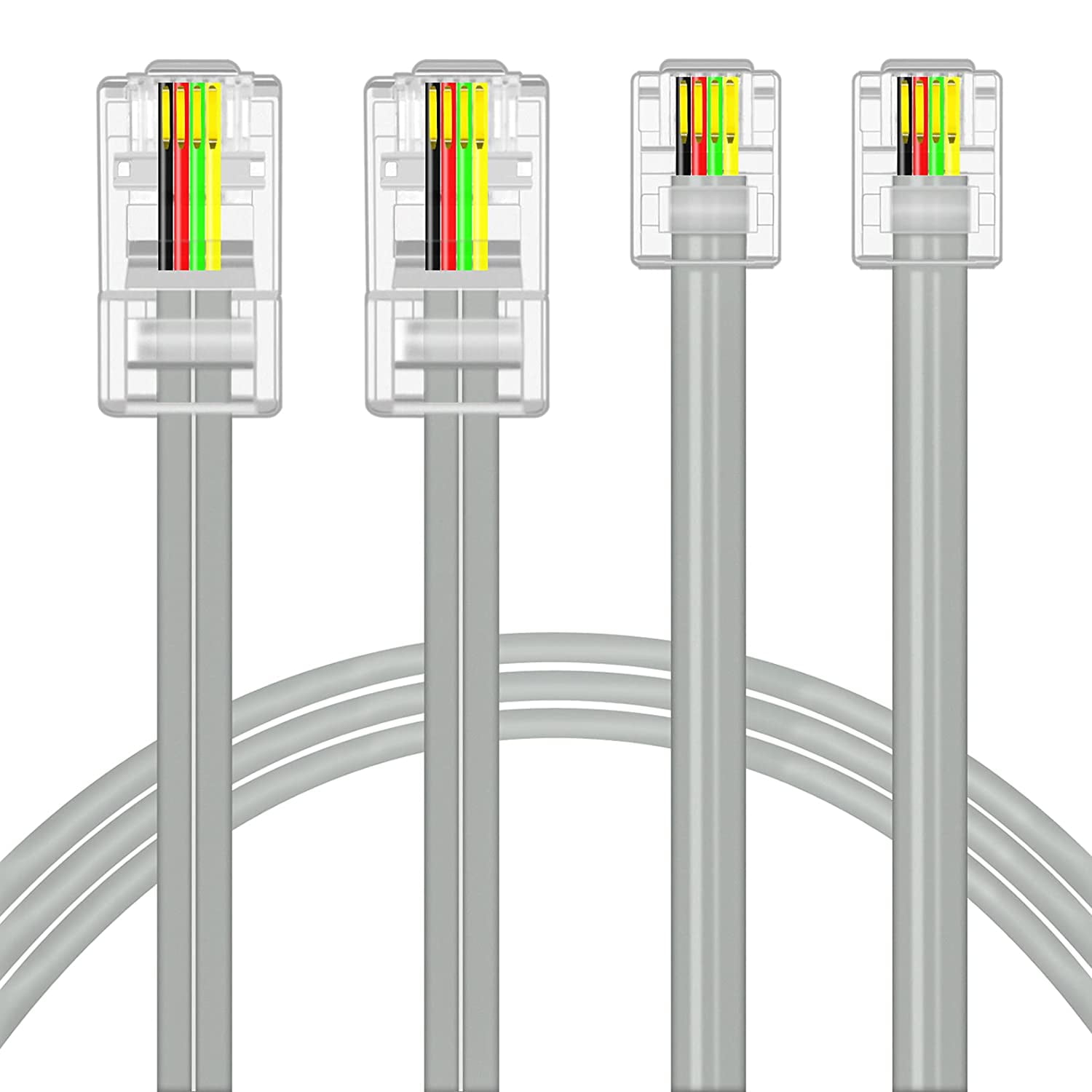 NECABLES 2Pack RJ45 to RJ11 Adapter Converter Cable 3ft RJ45 8P4C Male ...