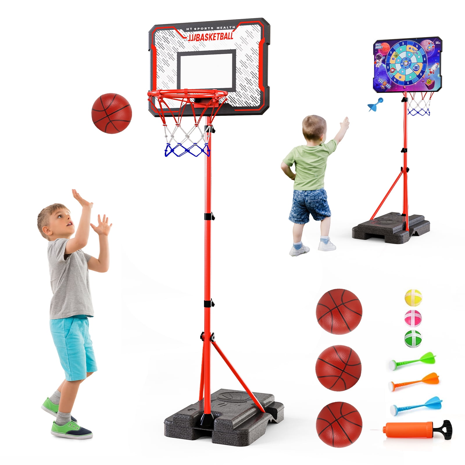 NEDYO Kids Adjustable Basketball Hoop for Toddlers, Height 2.9ft-6.2ft ...