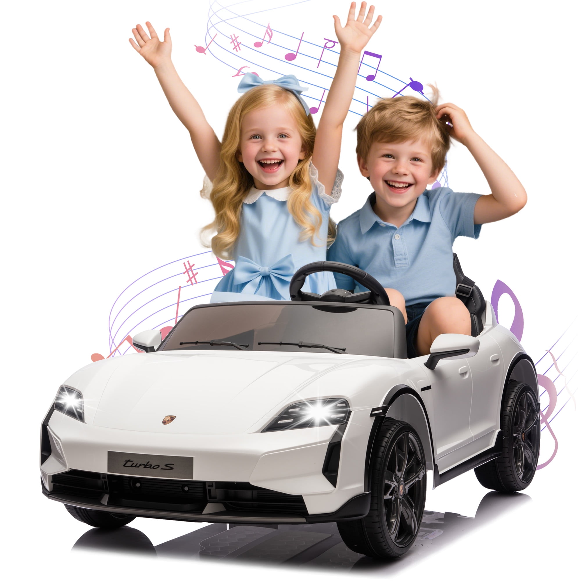 NEECHIPRO Licensed Porsche Taycan Turbo S 24V Ride On Toy Cars,350W ...