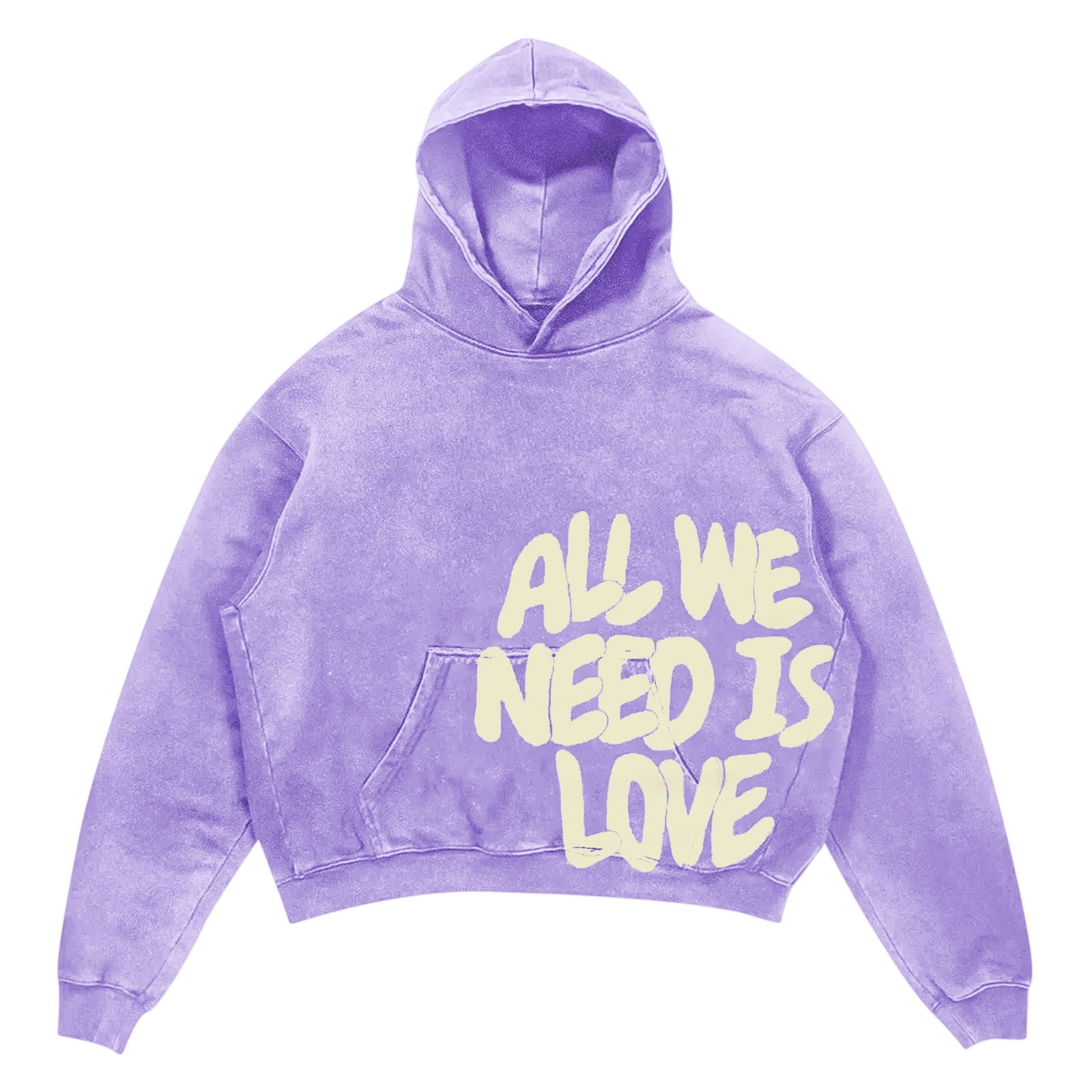 All WE NEED IS LOVE Men's Oversize Cropped Hoodie Casual Baggy Hop ...