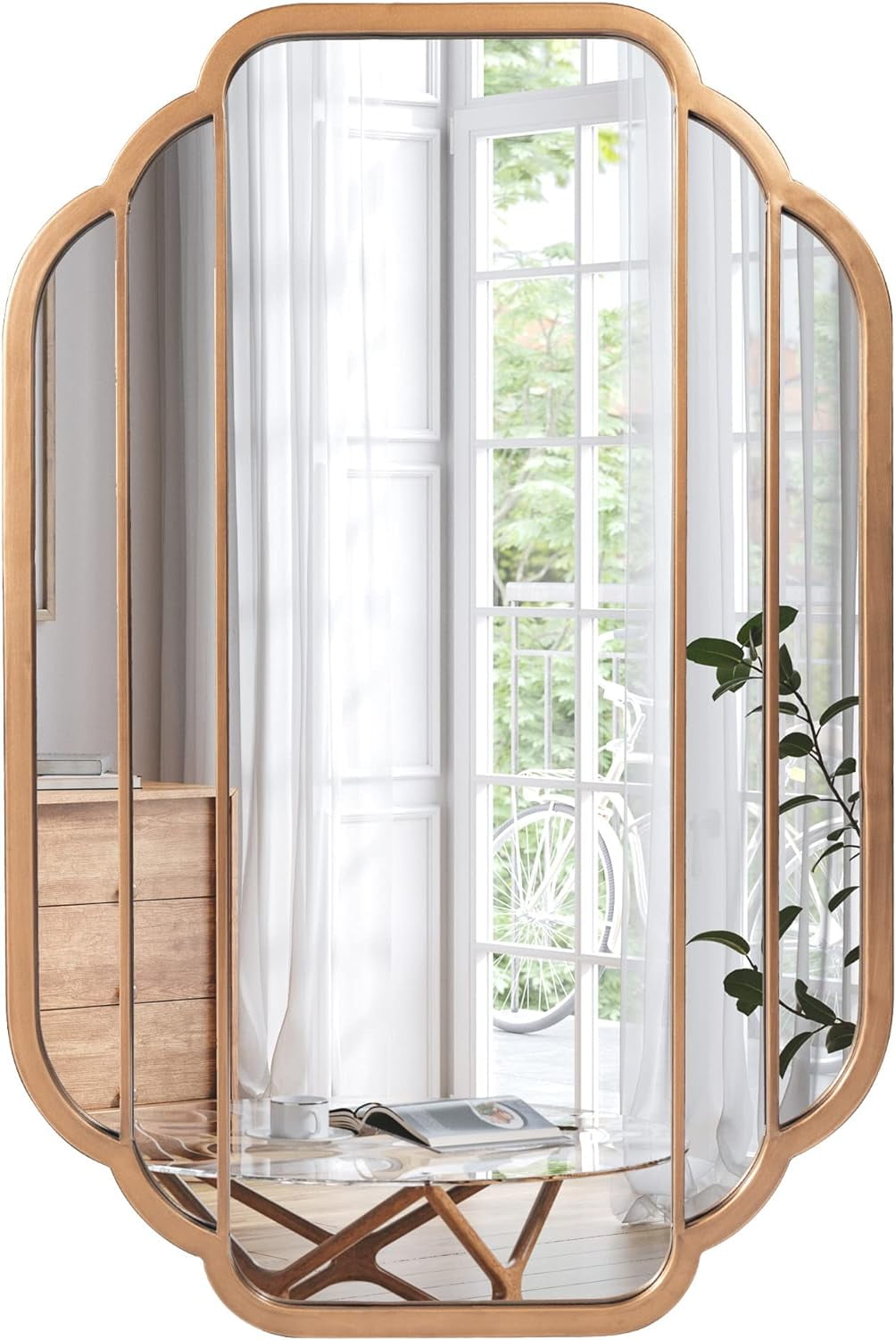 NEEDTEE Arched Wall Mount Mirror 42" x 28", Brassy Gold Frame ...