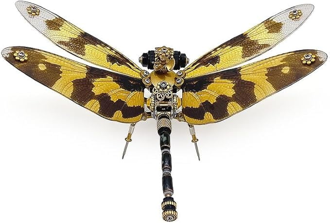 NEEJUM 3D Metal Puzzles for Adults Mechanical Dragonfly Assembly Building Kit Steampunk Metal ...