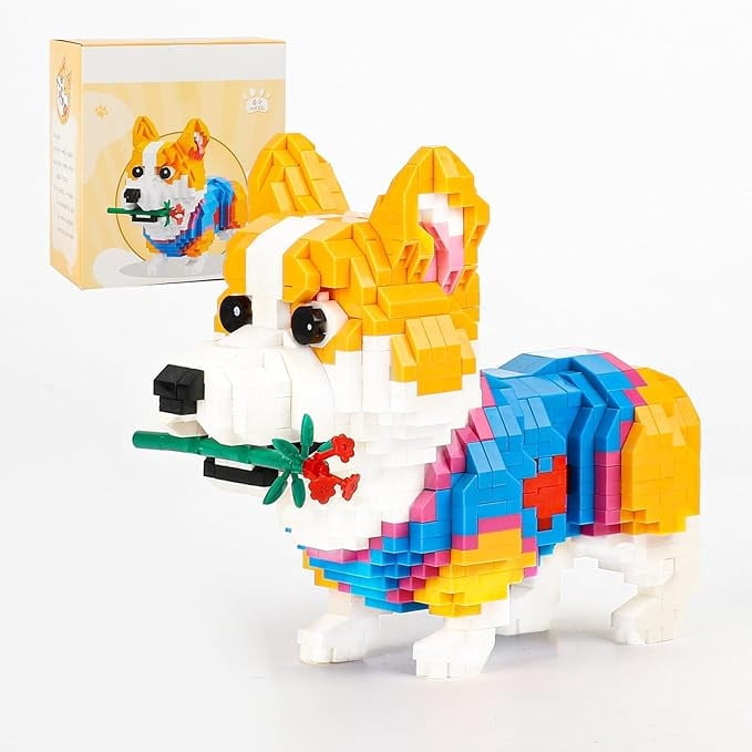 NEEJUM Cute Animal Micro Mini Building Blocks Kit, Corgi Dog Micro ...
