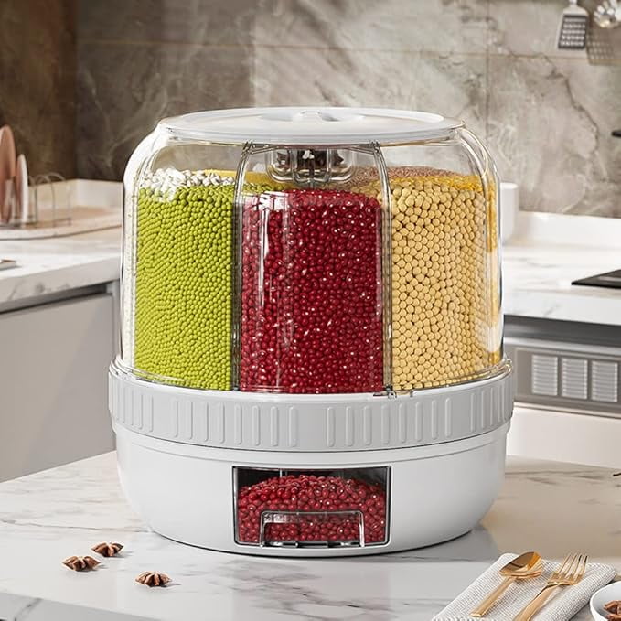 NEEJUM Grain Dispenser, Rotating Rice Dispenser Storage Container, 8 ...