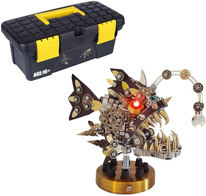 NEEJUM Helixsun 3D Puzzles for Adults, Steampunk Lantern Fish, DIY 3D ...