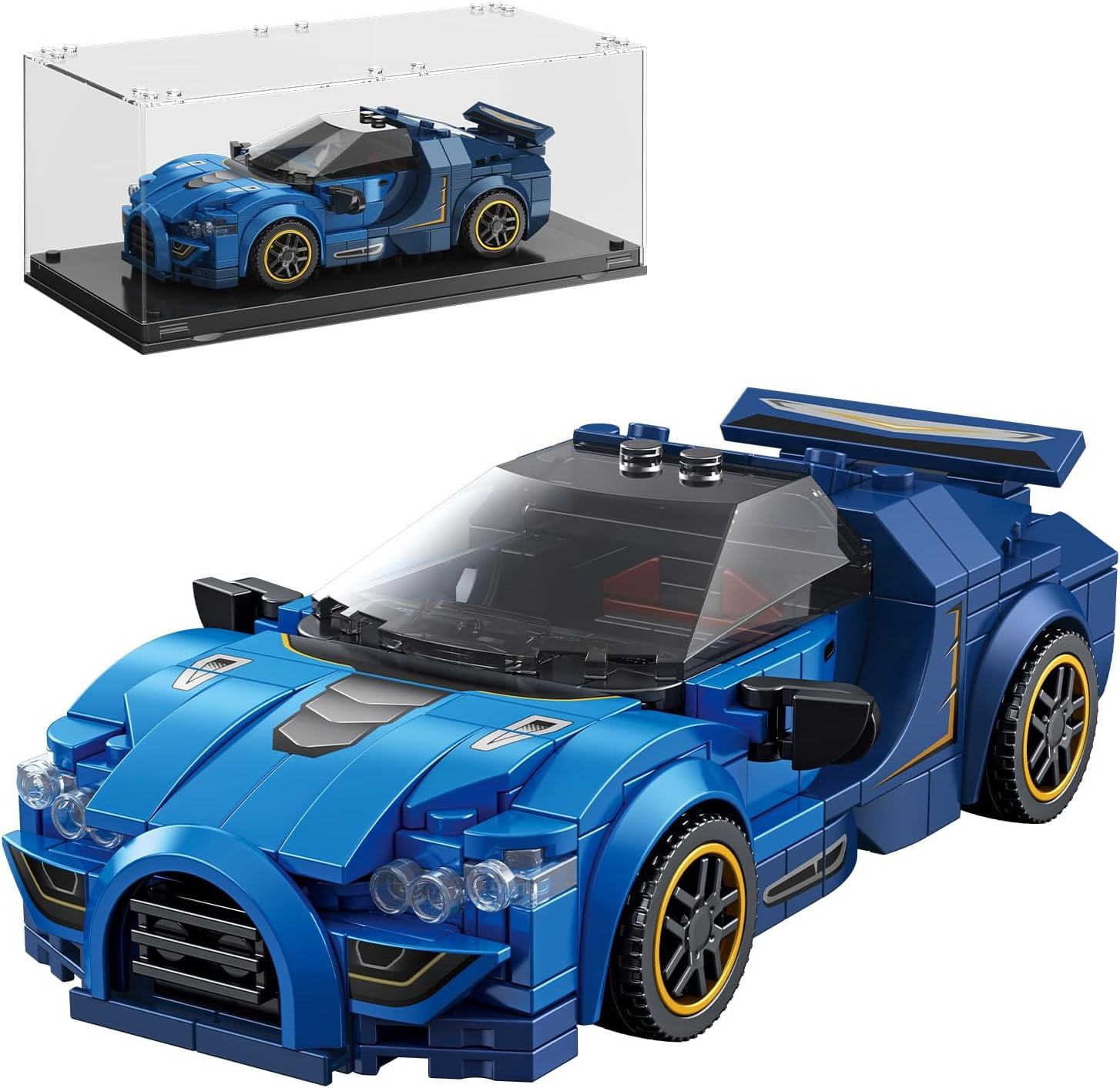 NEEJUSuper Sports Car Building Block Set with Display Case,Speed Race ...