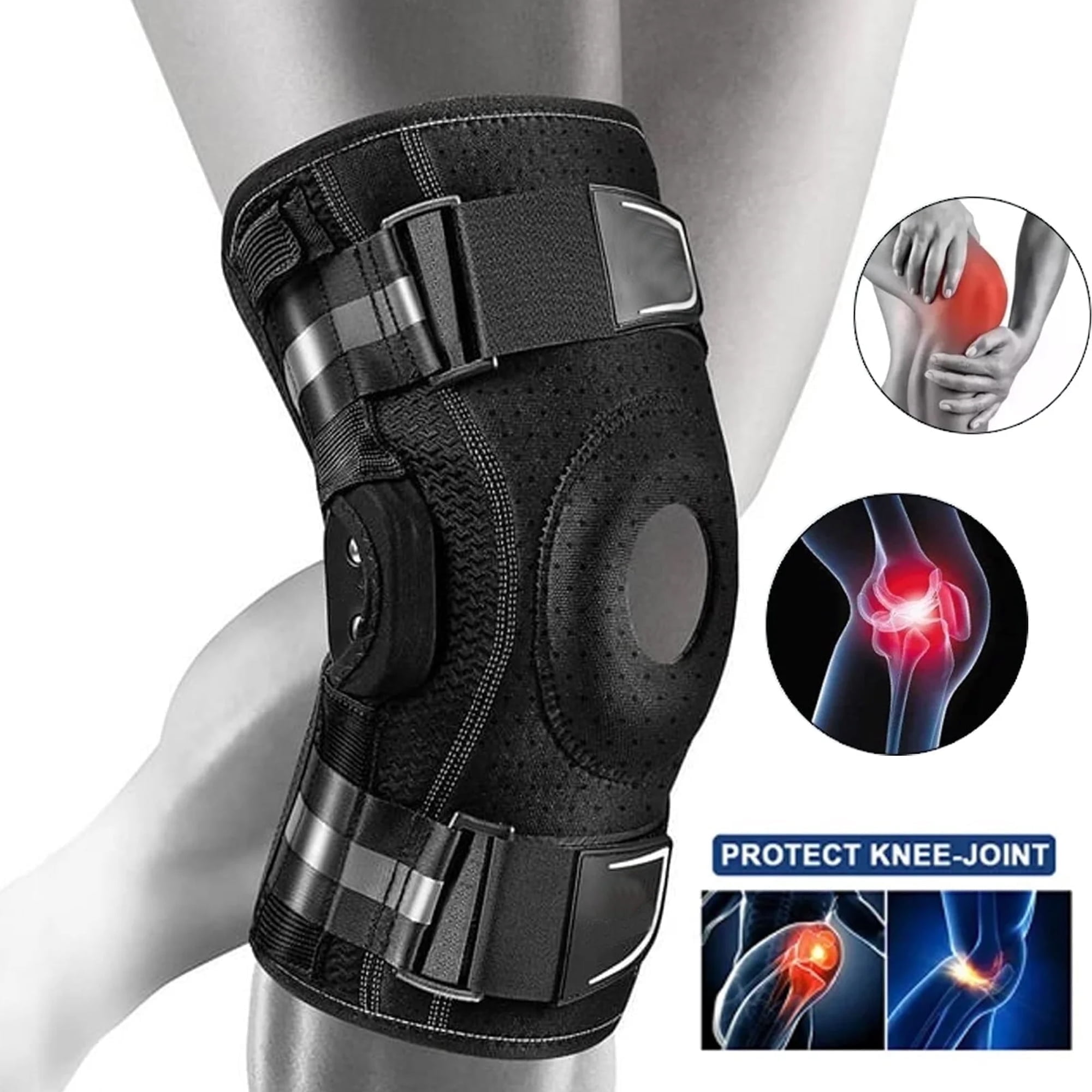 NEENCA Hinged Knee Brace, Adjustable Support with Removable Stabilizers ...