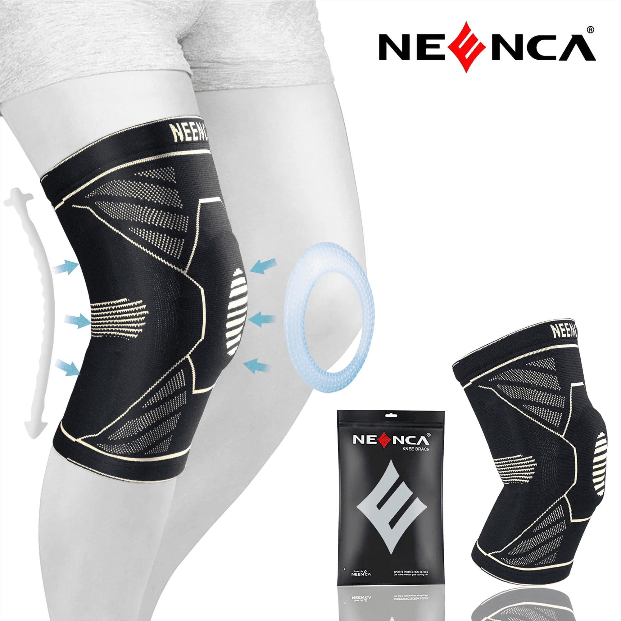 NEENCA Knee Brace with Gel Pad & Side Stabilizers for ACL, PCL ...