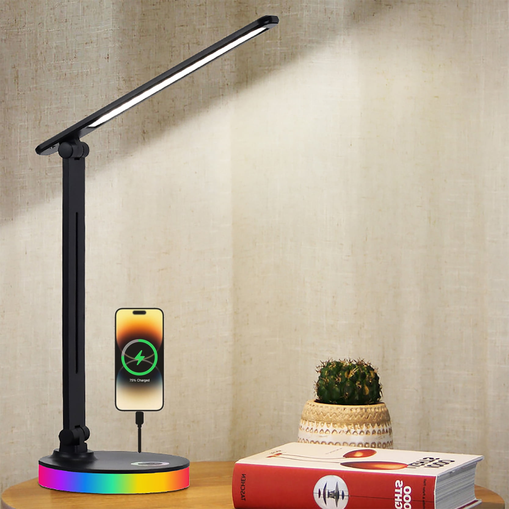 NEENCA Desk Lamp With RGB,USB Charging,3 Modes and 6 Level Brightness ...