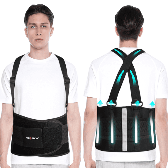NEENCA Work Back Brace with Suspenders - Industrial Lower Back Support ...