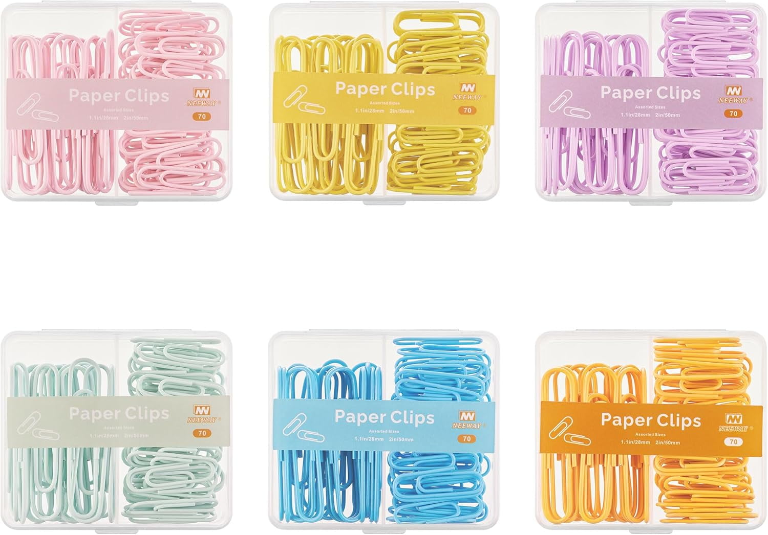 NEEWAY Colorful Paper Clips Assorted Sizes, Small and Large Paper Clips ...