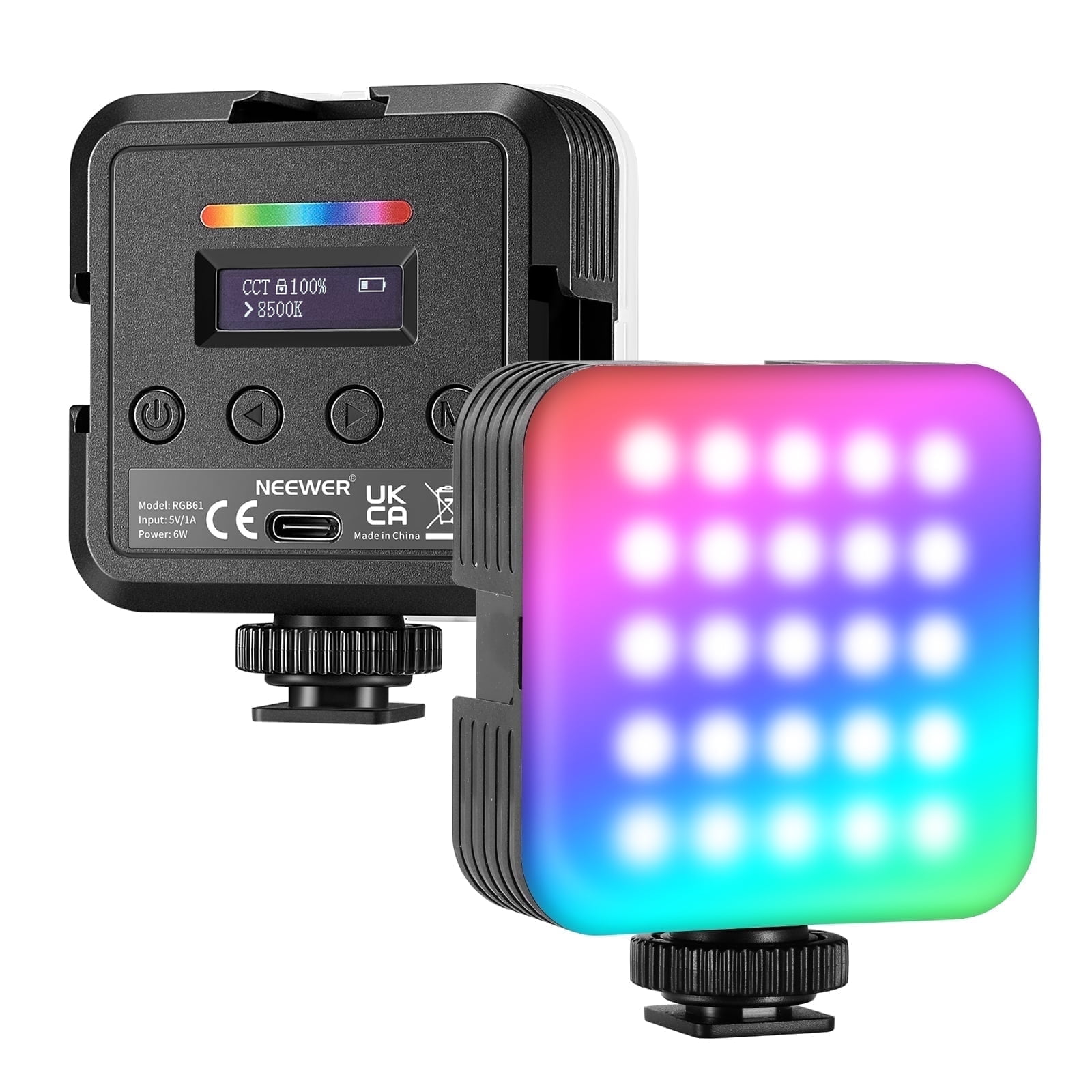 Neewer RGB61 Magnetic LED Light - 360° Color, CRI97+, 20 Modes, 2500K ...