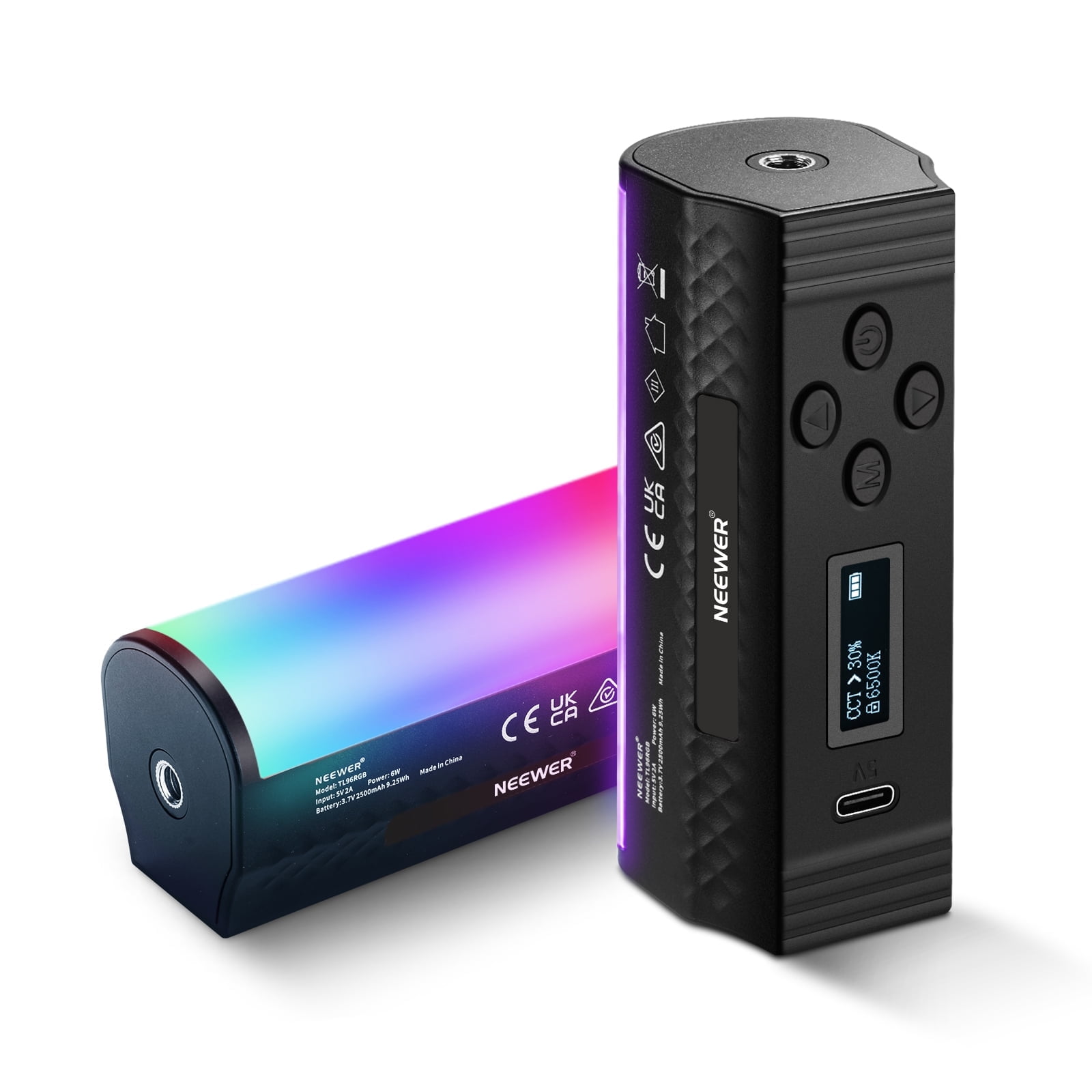 Neewer TL96RGB Mini LED Light Wand - 360° RGB, 2500-8500K, 2500mAh for ...