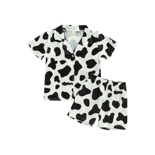 NEEXIJI Kids 2 Pieces Pajamas Outfits, Red/Cow Pattern Print/Colorful ...