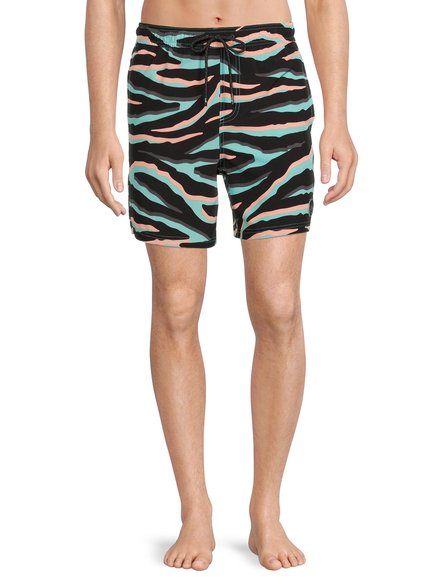 NEFF Men's Tiger Stripes 7" Swim Trunks with Stretch - Walmart.com