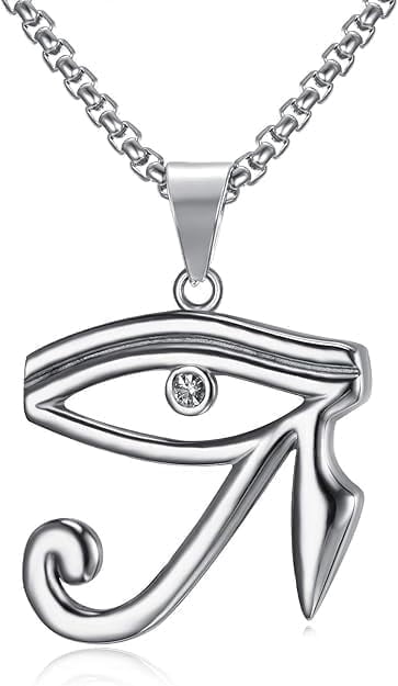 NEGS 18K Gold Plated Eye of Horus Egyptian Pendant 24'' Chain Amulet ...