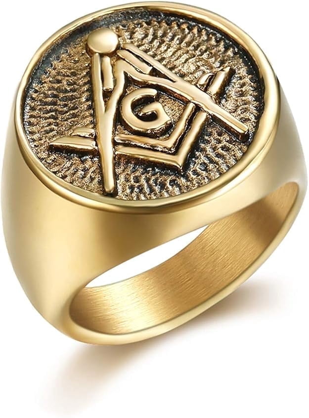 NEGS 18K Gold Plated Freemason Masonic Hip Hop Rock Stainless Steel ...