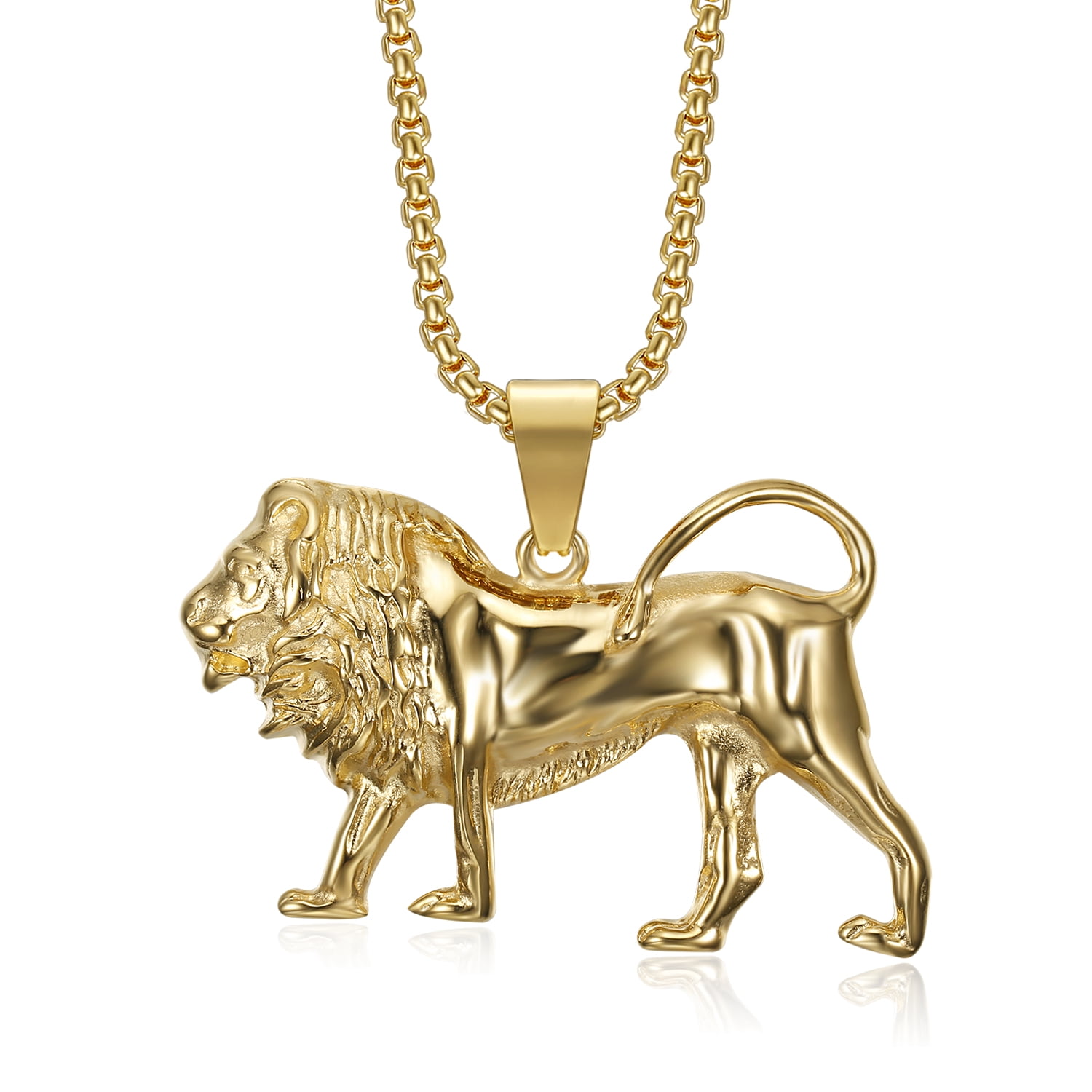 NEGS 18K Gold Plated Lion King Pendant 24'' Chain Punk Rock Hip Hop ...