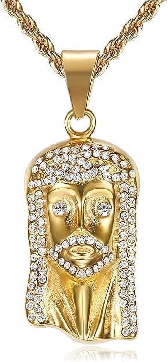NEGS 18K Gold Plated Lord Jesus Pendant 24'' Chain Baptism Christian ...