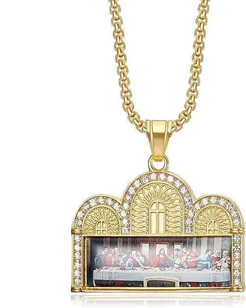 NEGS 18K Gold Plated Lord's Supper Pendant 24'' Chain The Last Supper ...