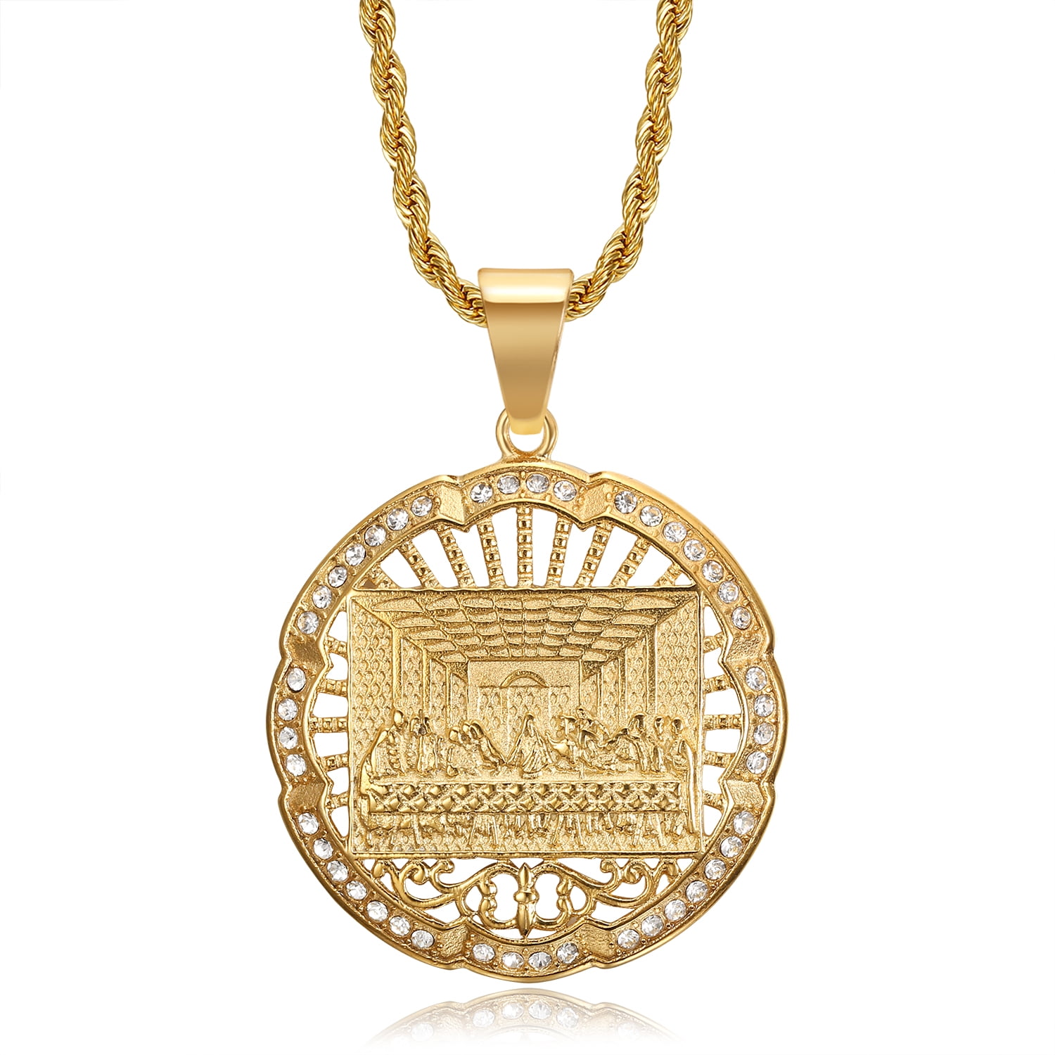 NEGS 18K Gold Plated Lord's Supper Pendant 24'' Chain The Last Supper ...
