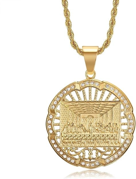 NEGS 18K Gold Plated Lord's Supper Pendant 24'' Chain The Last Supper ...