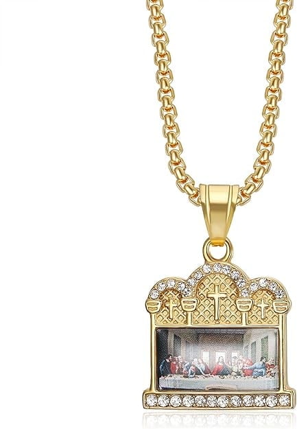 NEGS 18K Gold Plated Lord's Supper Pendant 24'' Chain The Last Supper ...