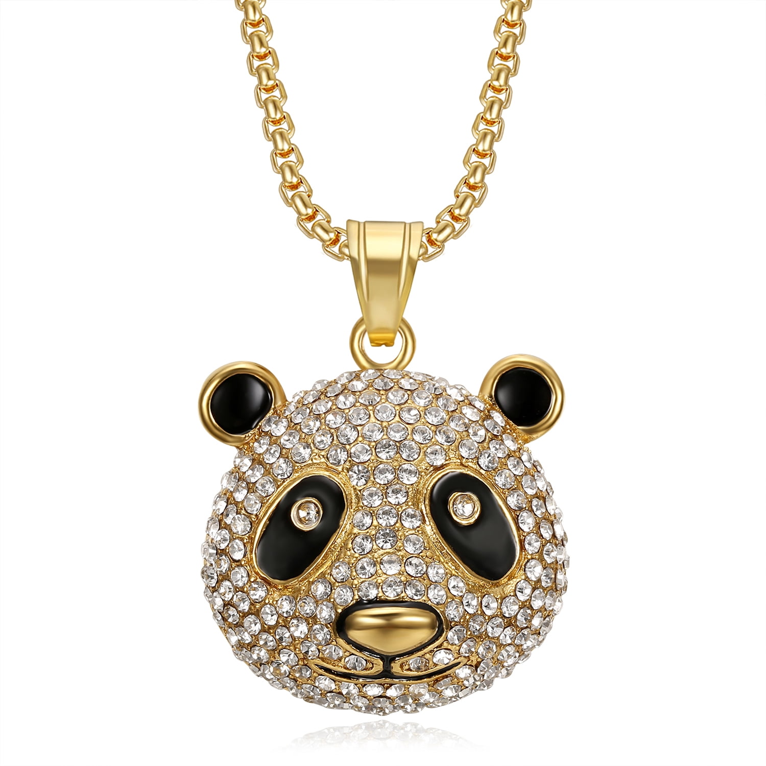 NEGS 18K Gold Plated Panda Bear Pendant 24'' Chain Kawaii Giant Panda ...