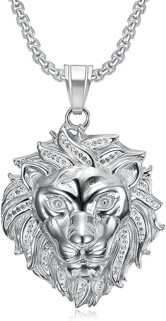 NEGS Lion King Pendant 24'' Chain Hip Hop Rapper Stainless Steel Punk ...