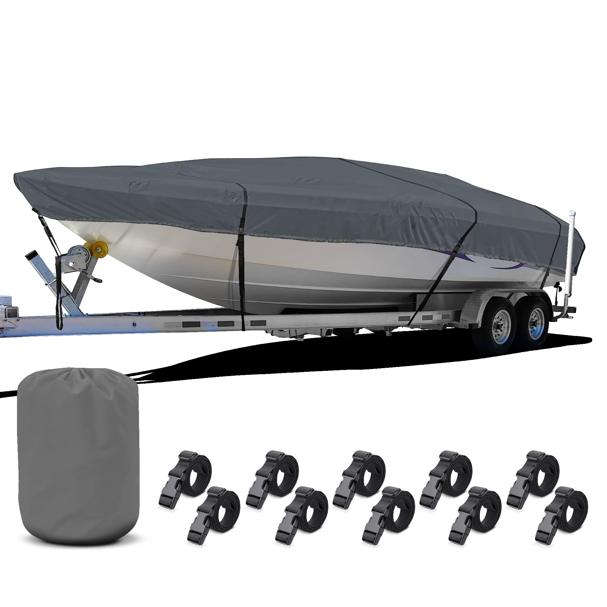 NEH V-Hull Boat Cover, 14'-16'L x 75"W, 600D, Waterproof, Trailerable ...