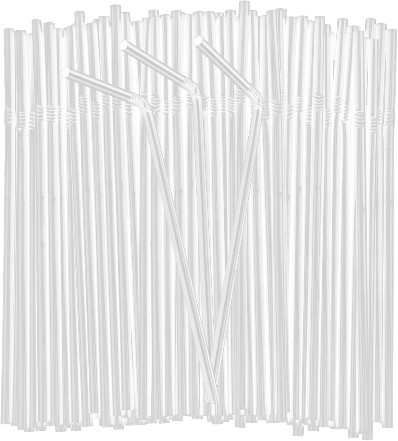 NEI 150PCS Disposable Plastic Drinking Straws - Flexible Straws ...