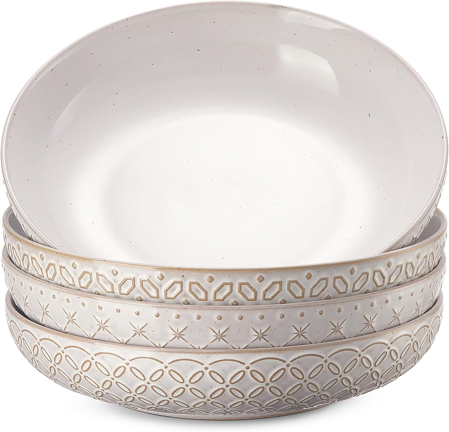 NEI 8.5" Pasta Bowls Set of 4 with Embossed Reactive Glaze, 35oz ...