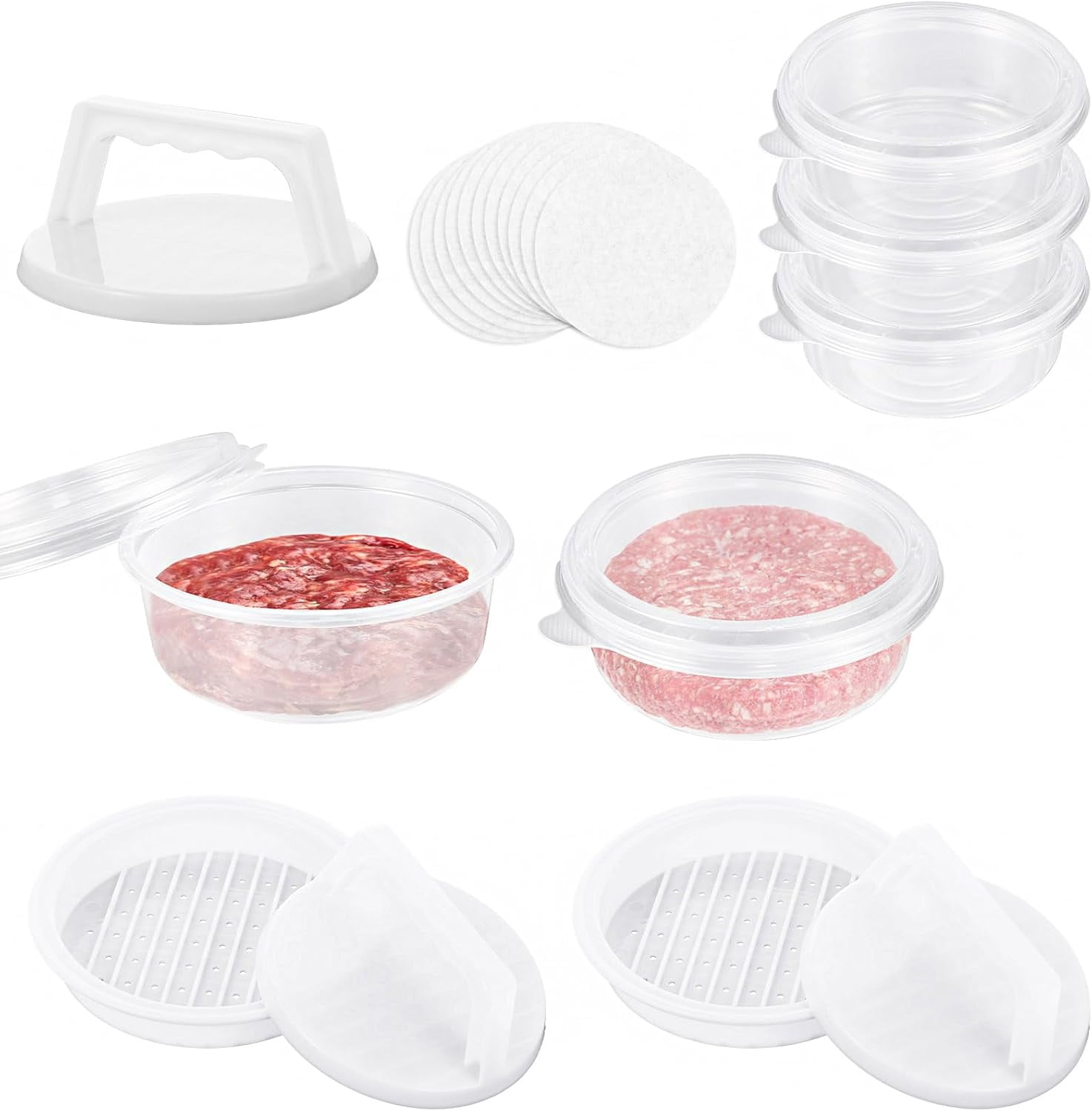 NEI Hamburger Press Patty Maker, Burger Press Patty Makers with 20 ...