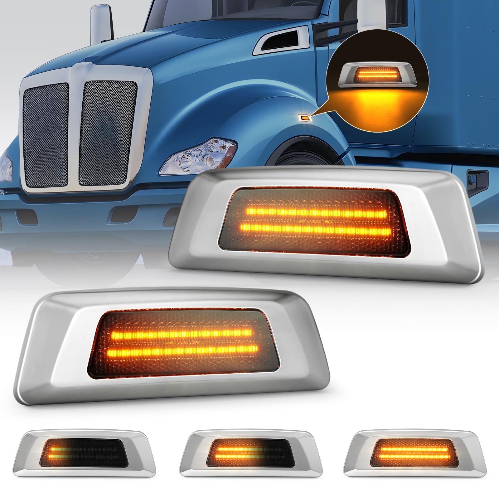 NEIFILES LED Sequential Turn IFF17 Signal Lights Side Marker Lights,5X Brighter Compatible with ...