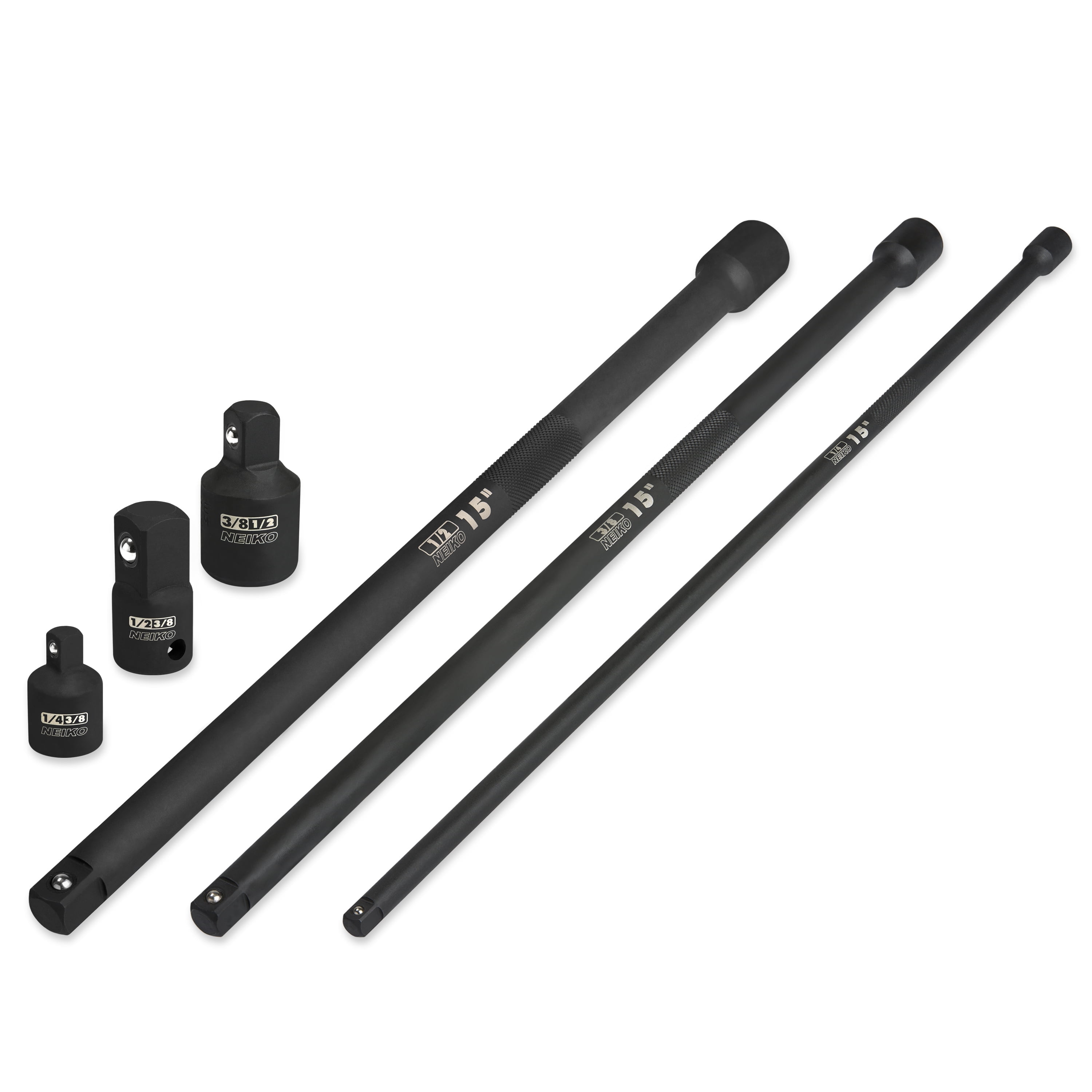 NEIKO 00258A 15” Impact Extension & Socket Adapter Set, 1/4", 3/8”, 1/2 ...