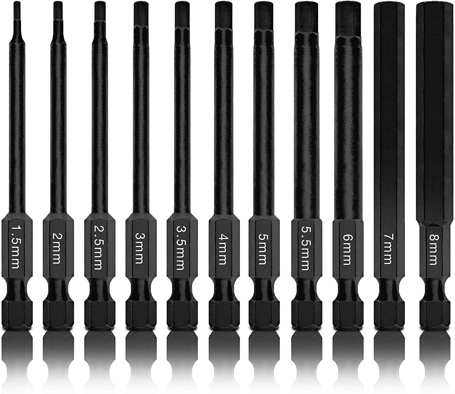 NEIKO 01148A Hex Allen Power Bit Set, 11-Piece Metric Sizes 1.5mm to ...