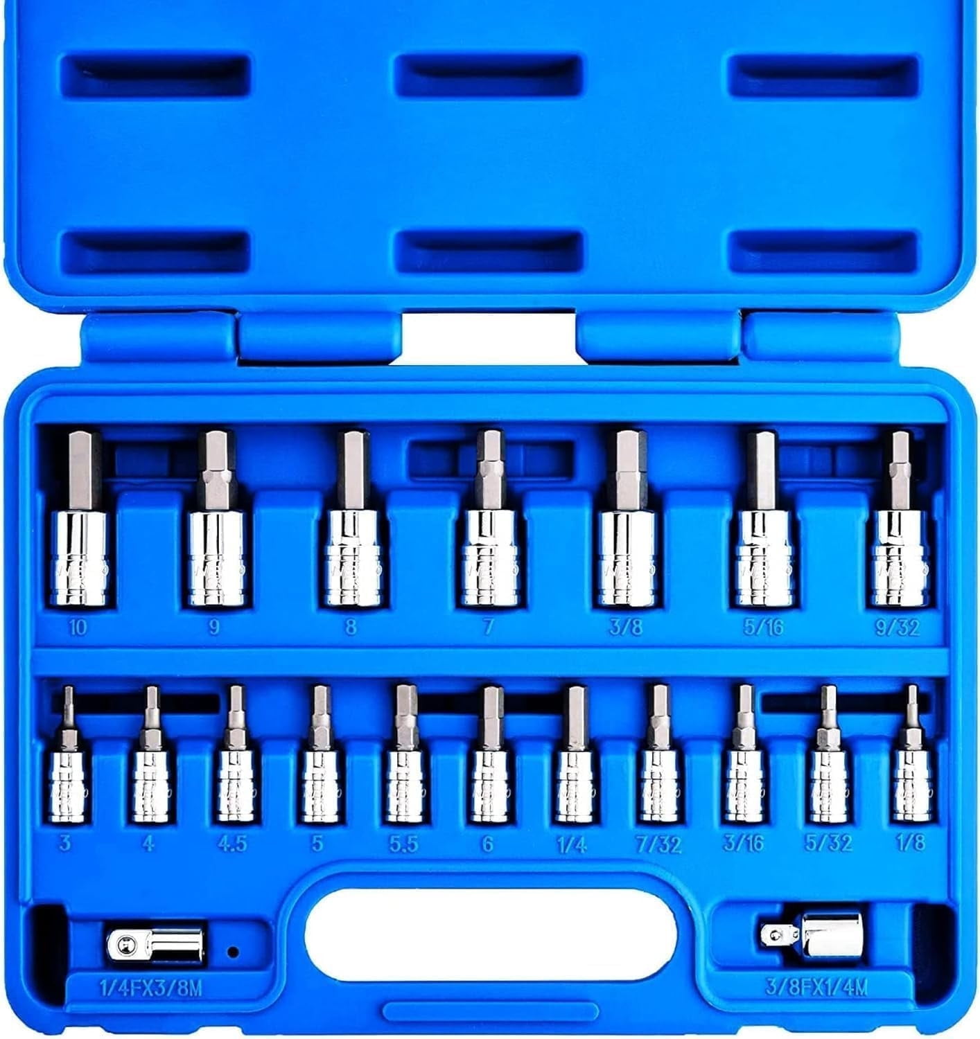 NEIKO 01150A SAE and Metric Hex Bit Socket Set | 20 Pieces | SAE 1/8 ...