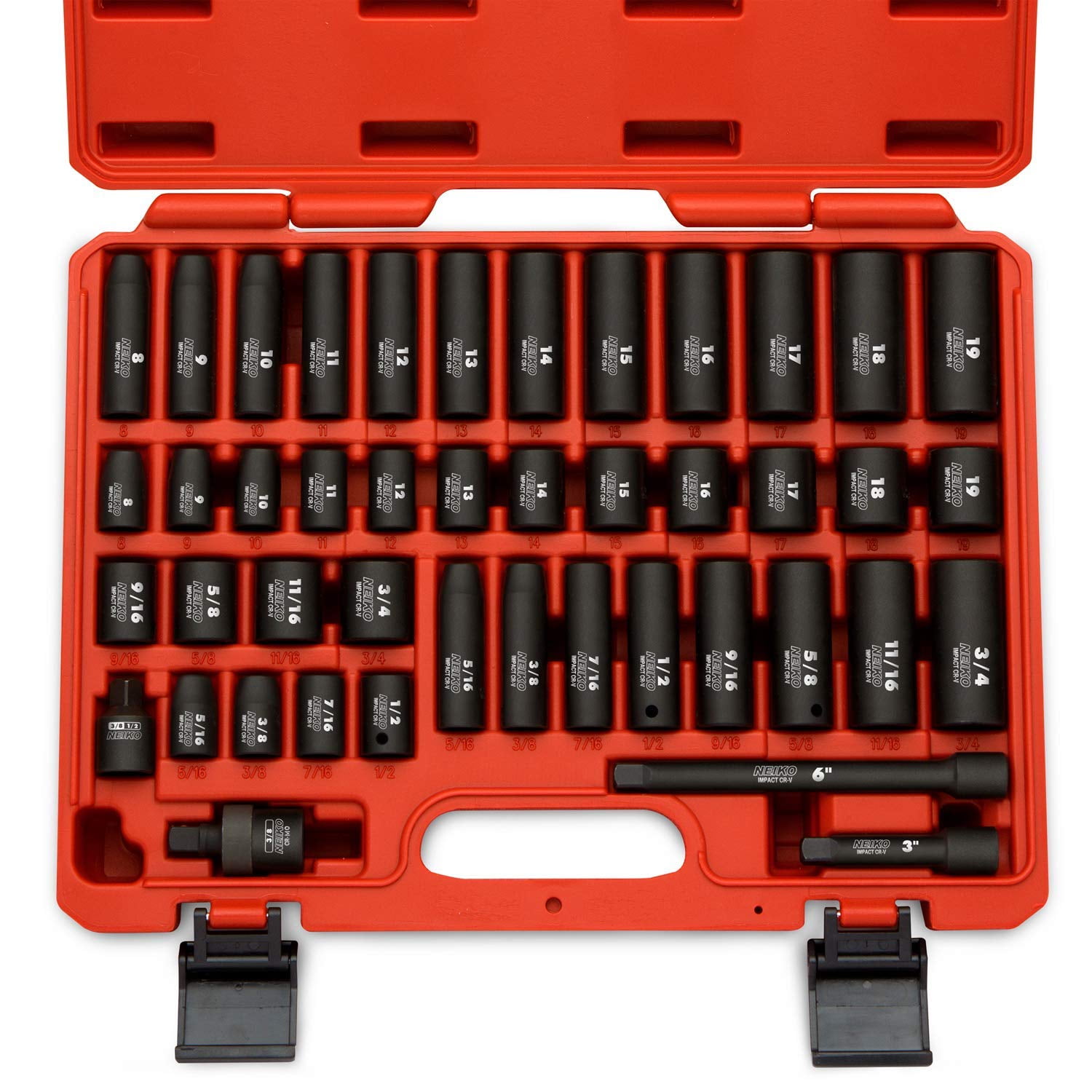 NEIKO 02440A 3/8-Inch-Drive Impact Socket Set, SAE Sizes 5/16" to 3/4 ...