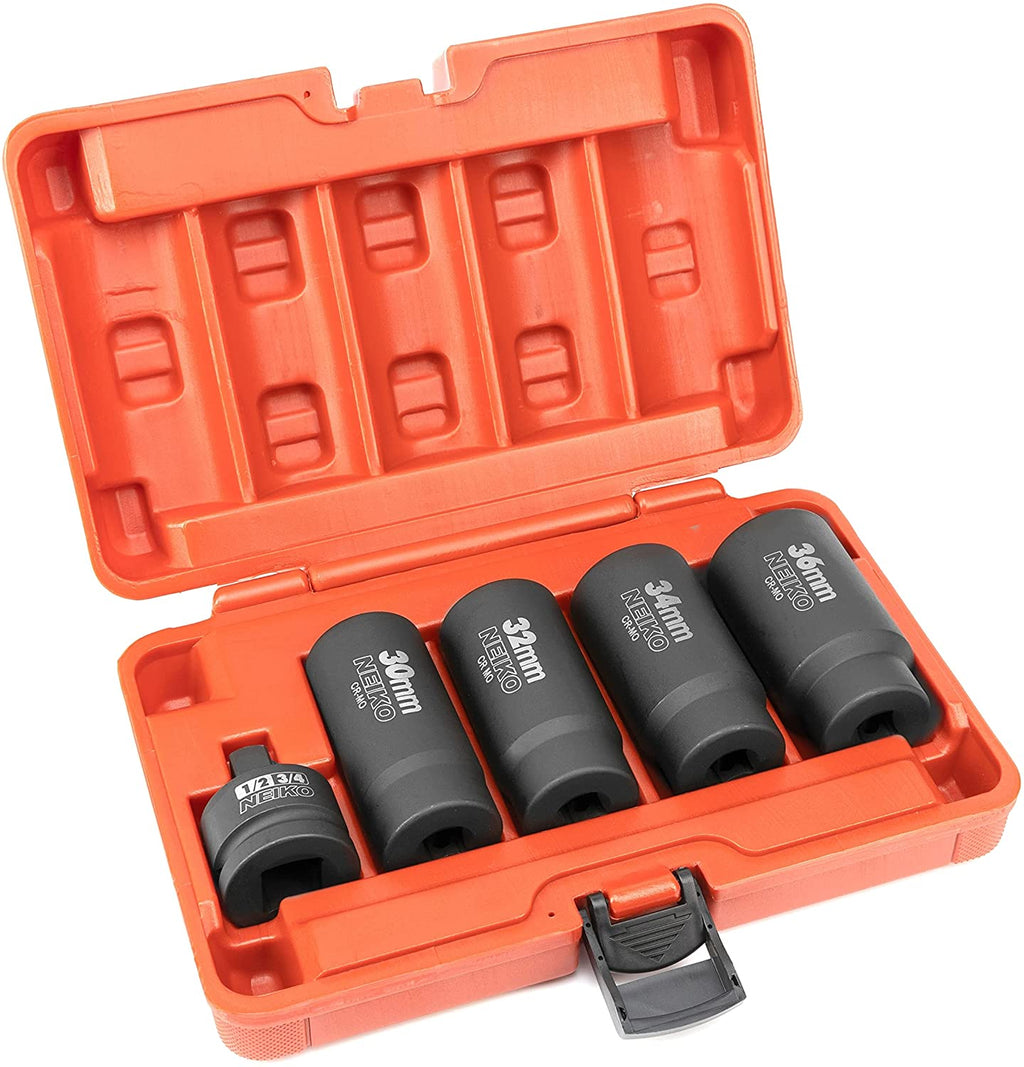 NEIKO 02530A 5 Piece 12 Point Socket Set 1/2” Drive, Lug Nut Remover ...