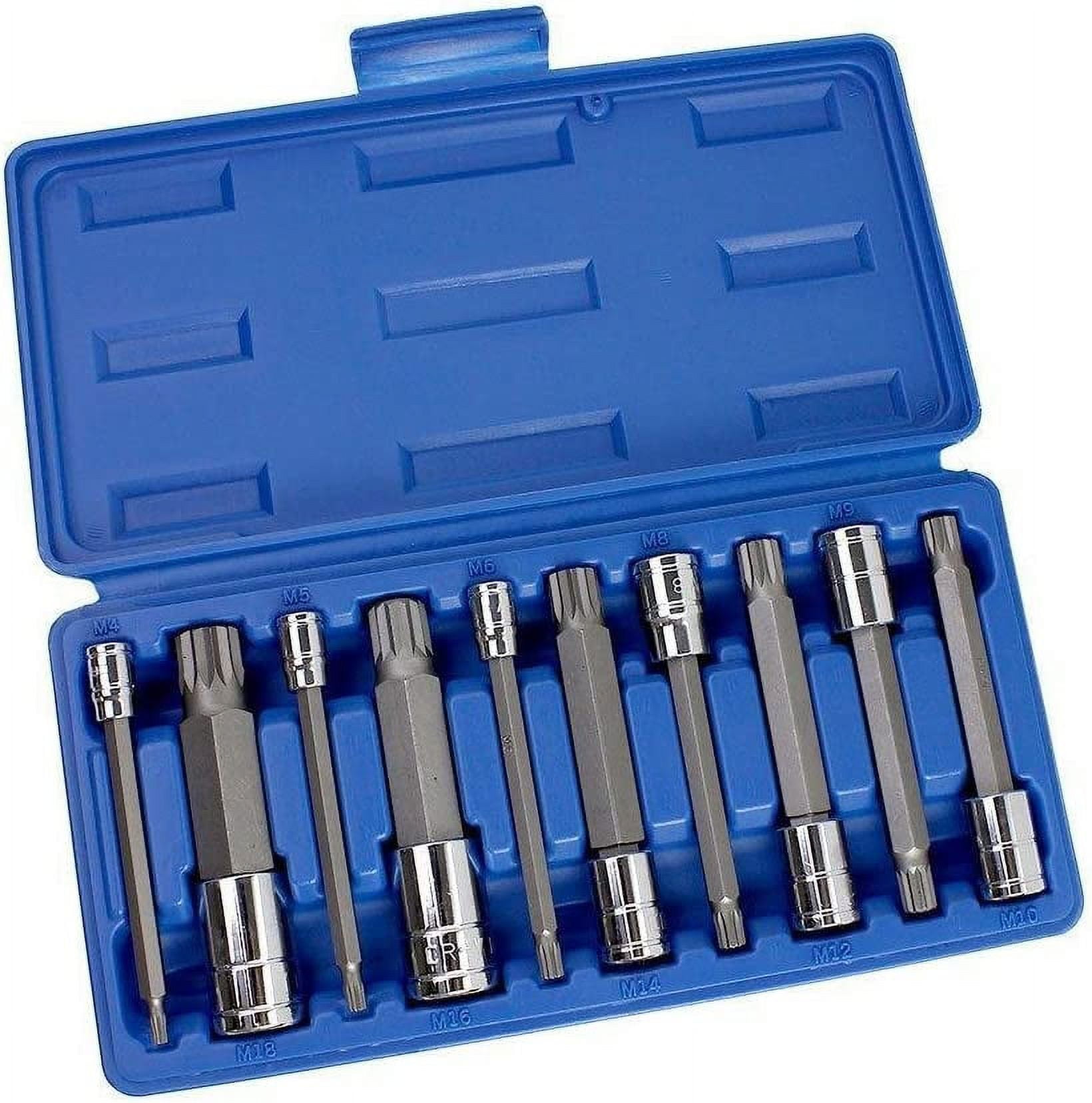 NEIKO 10054A XZN Triple Square Spline Bit Socket Set | Extra Long 4 ...